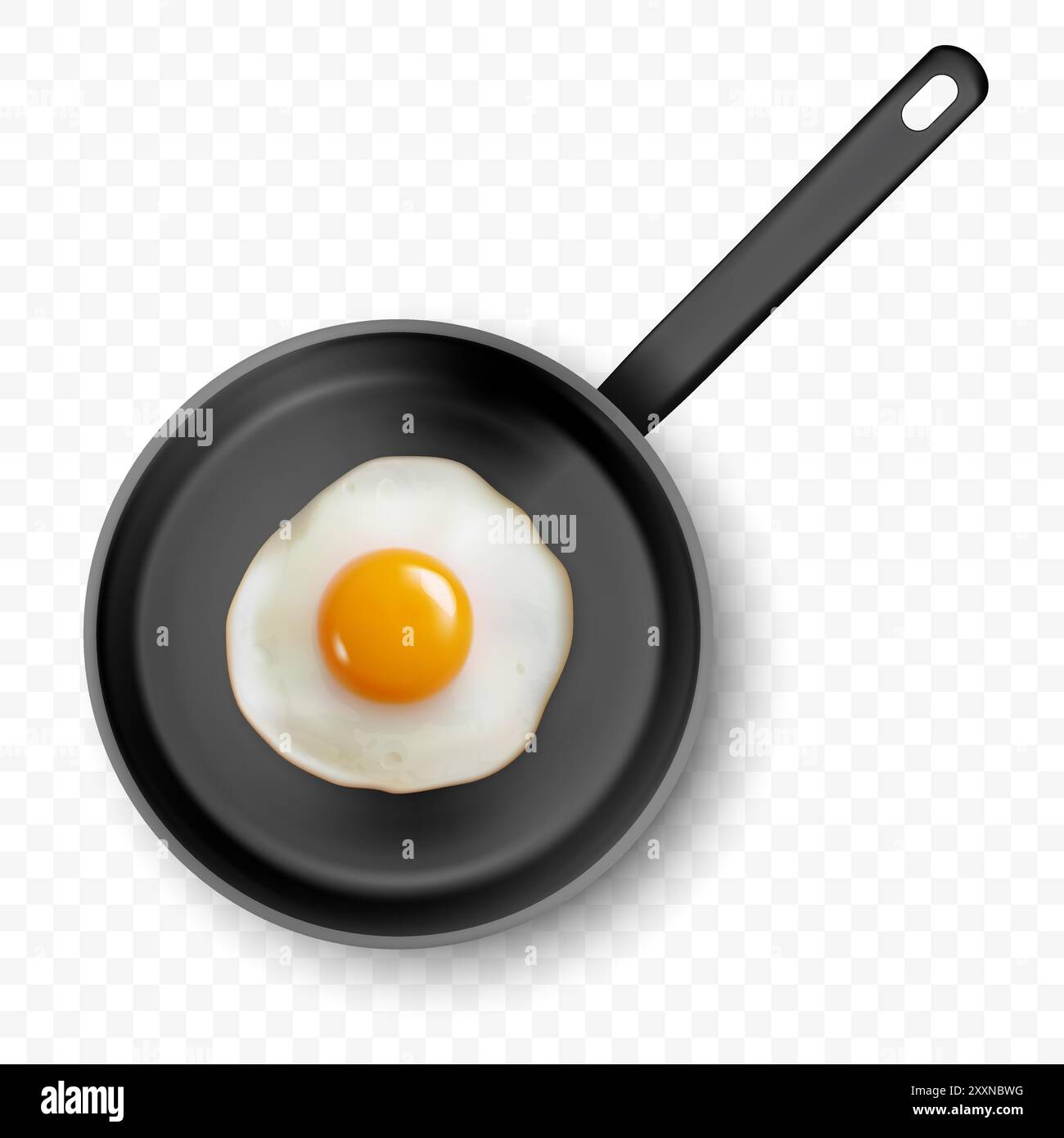 Vector 3d Realistic Fried Egg in the Frying Pan, Closeup Isolated in Top View. Design Template ...
