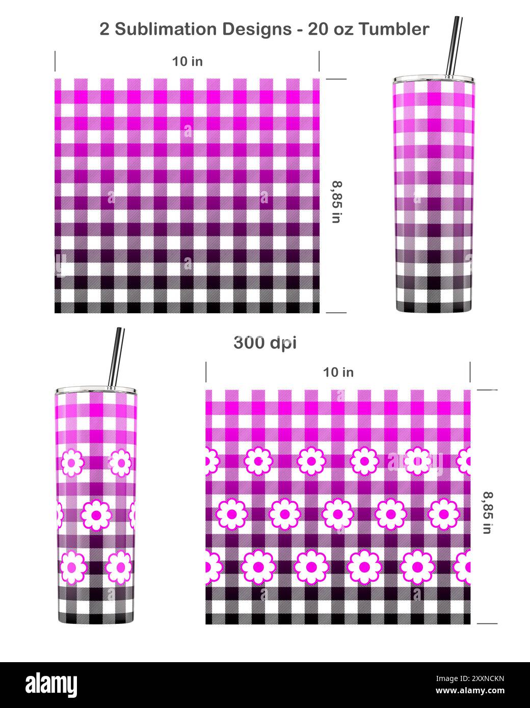 Set of 2 Buffalo plaid patterns. Seamless sublimation template for 20 ...