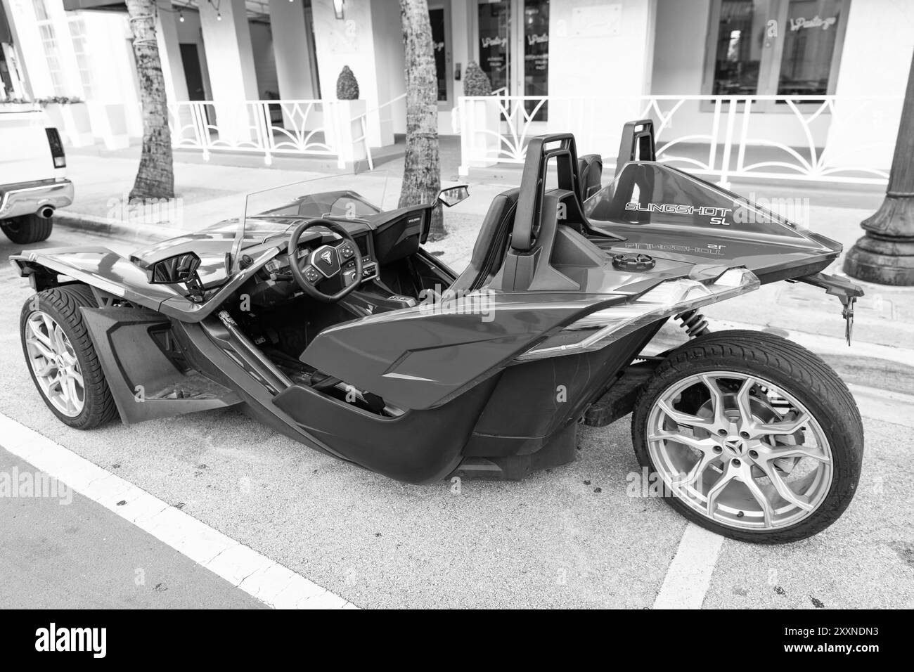 Miami Beach, Florida USA - April 15, 2021: red polaris slingshot sl ...