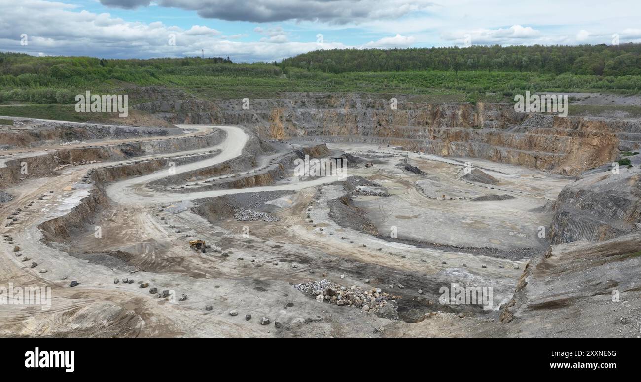 Open pit mines around Wulfrath, Germany. Aerial view. Mining industry ...