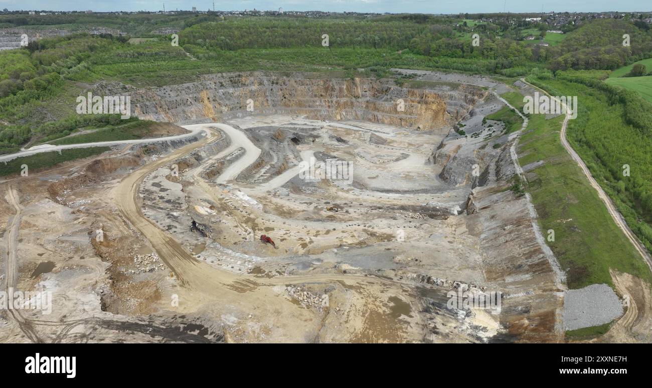 Open pit mines around Wulfrath, Germany. Aerial view. Mining industry ...