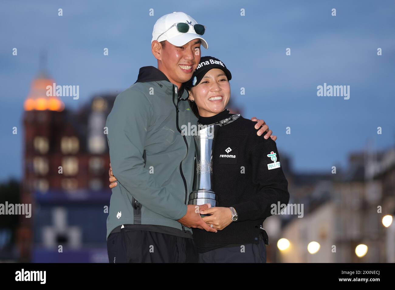 Lydia Ko poses for photos with the trophy and her husband Jun Chung ...