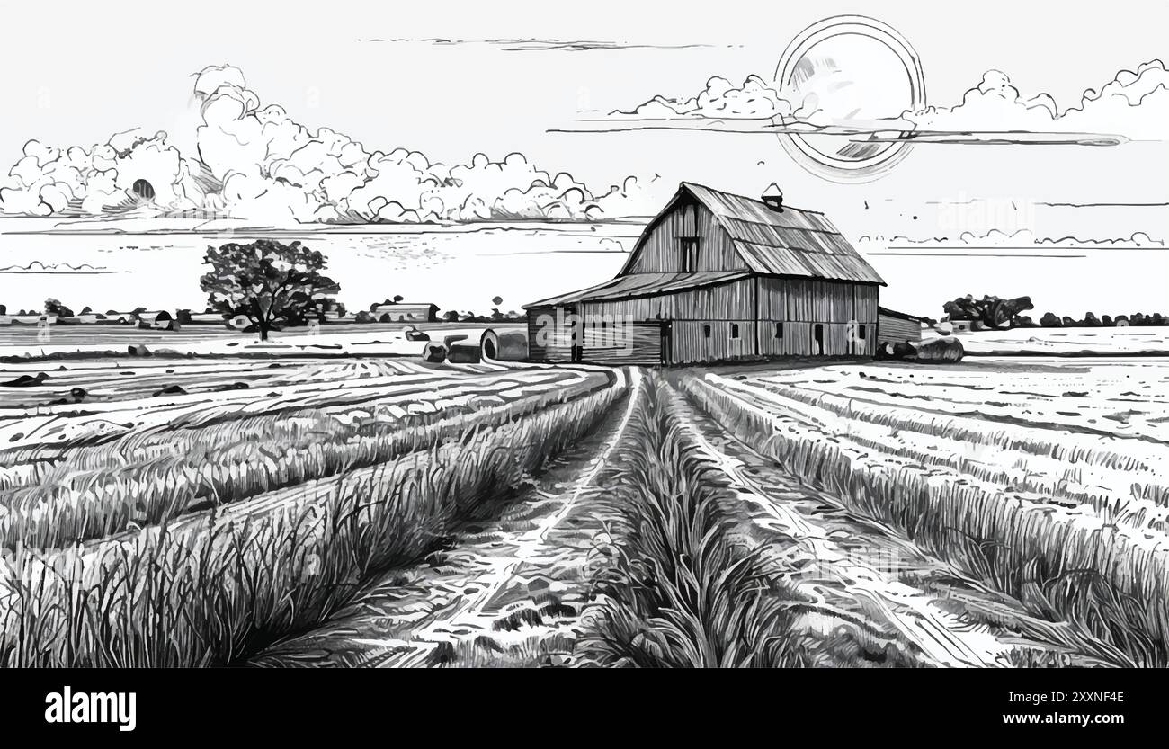 Landscape with monochrome view Stock Vector Images - Alamy