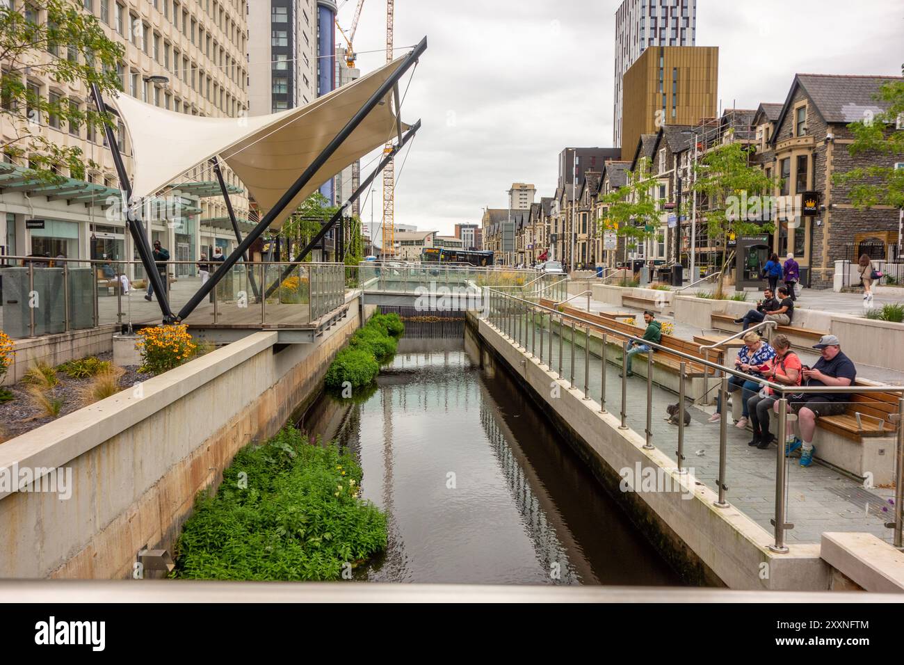 The recently uncovered and renovated canal in the Welsh capital of ...