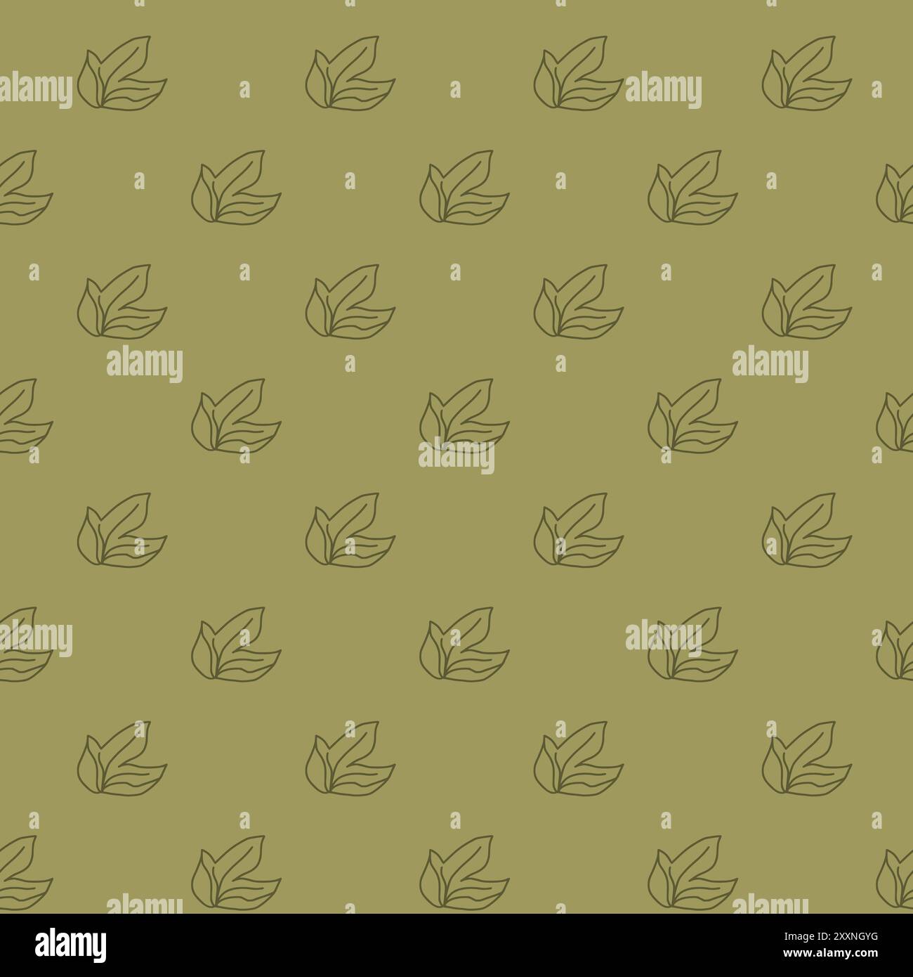 Leaves seamless pattern. Foliage simple repeat background. Vector hand ...