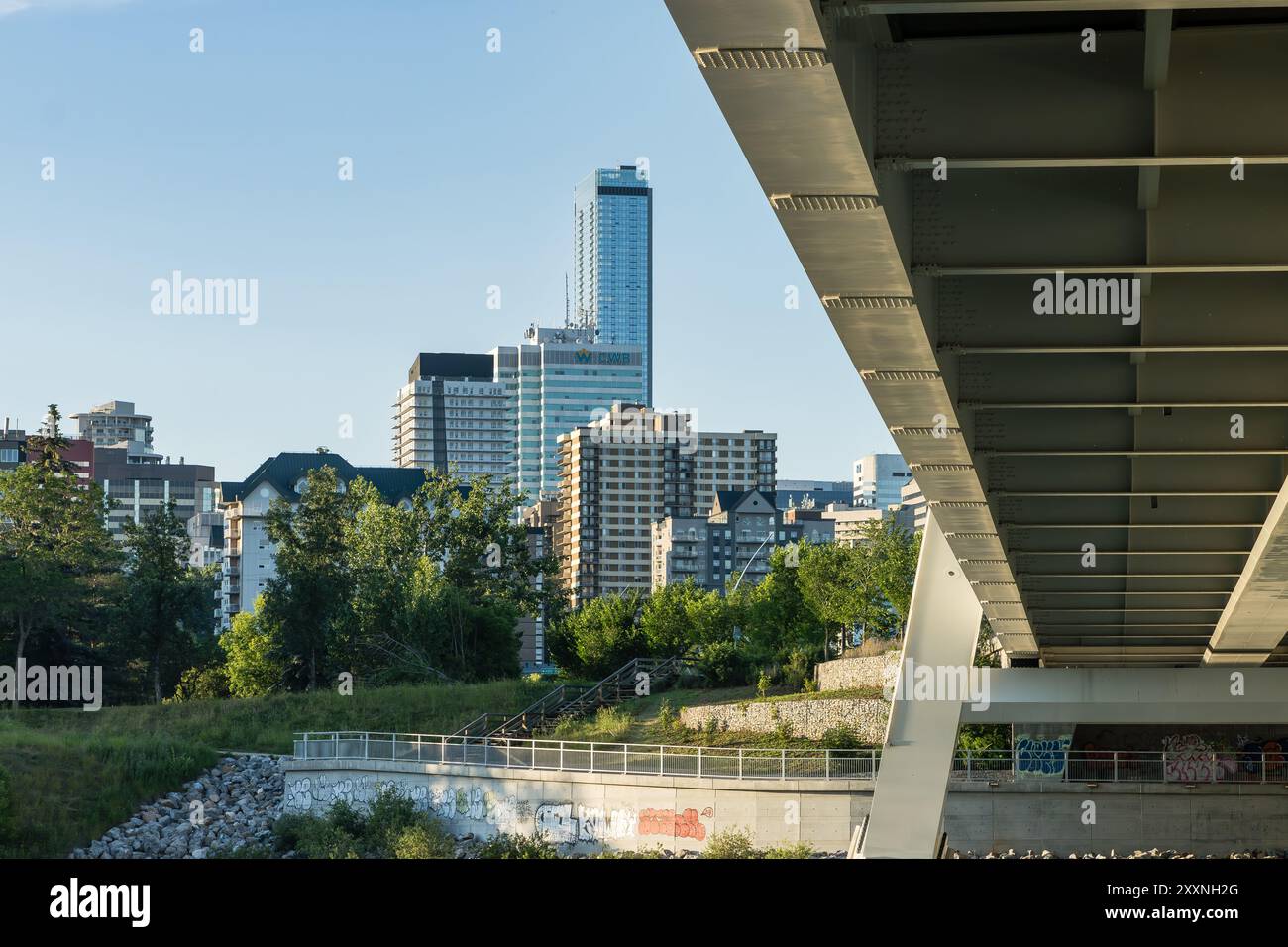 Edmonton, Canada, July 14, 2024: View from foundation of Walterdale ...