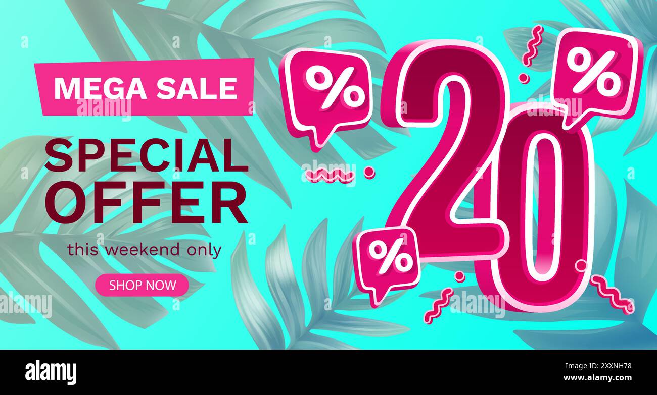 Summer sale offer 20 percentage, flyer save season. Vector Stock Vector ...