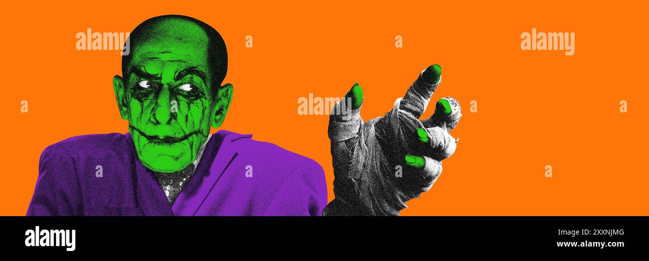 Green-skinned terrifying man in purple robe, with bandaged hand ...