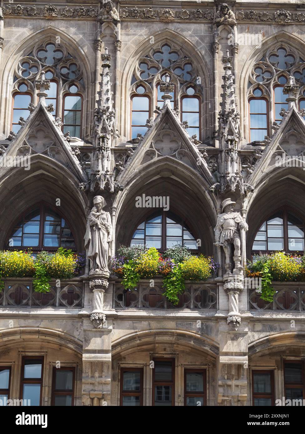 Munich, Germany - August 3, 2024: A majestic gothic building facade ...