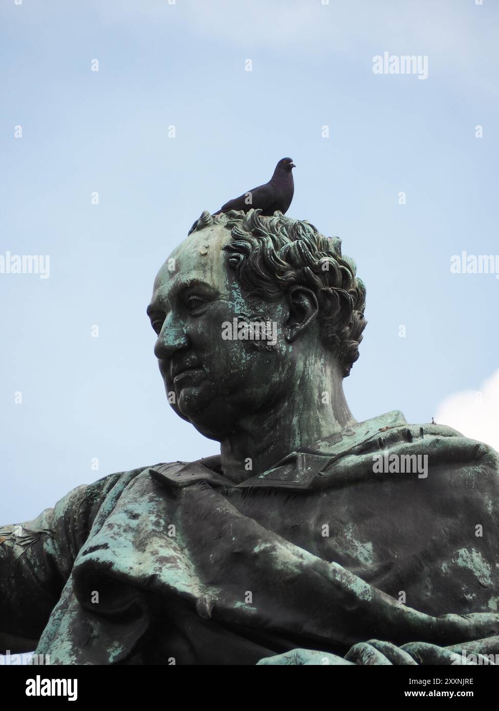 Munich, Germany - August 3, 2024: A historical statue depicting a ...