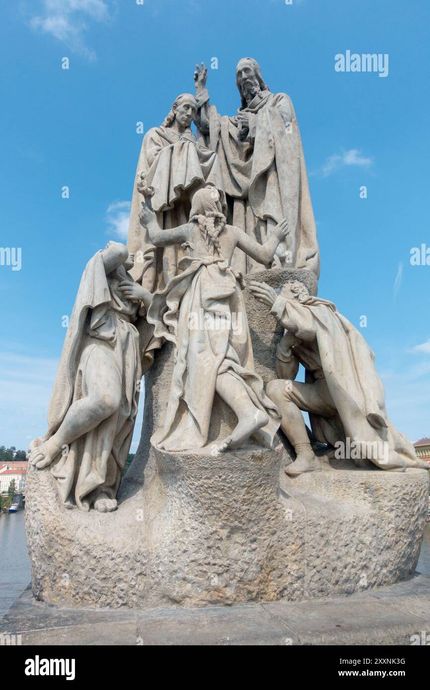 Sculpture of Saints Cyril and Methodius on Charles Bridge Prague Czech ...