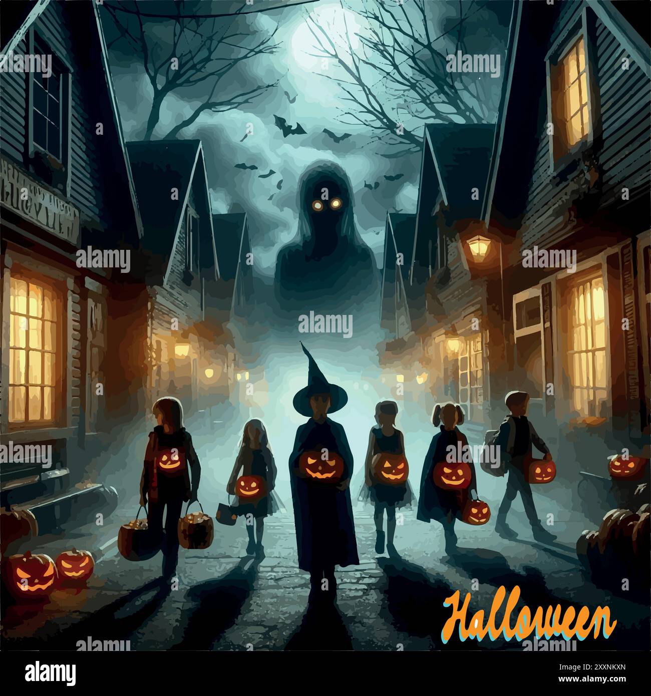 Happy Halloween- Where Spooky Meets Fun! Stock Vector Image & Art - Alamy