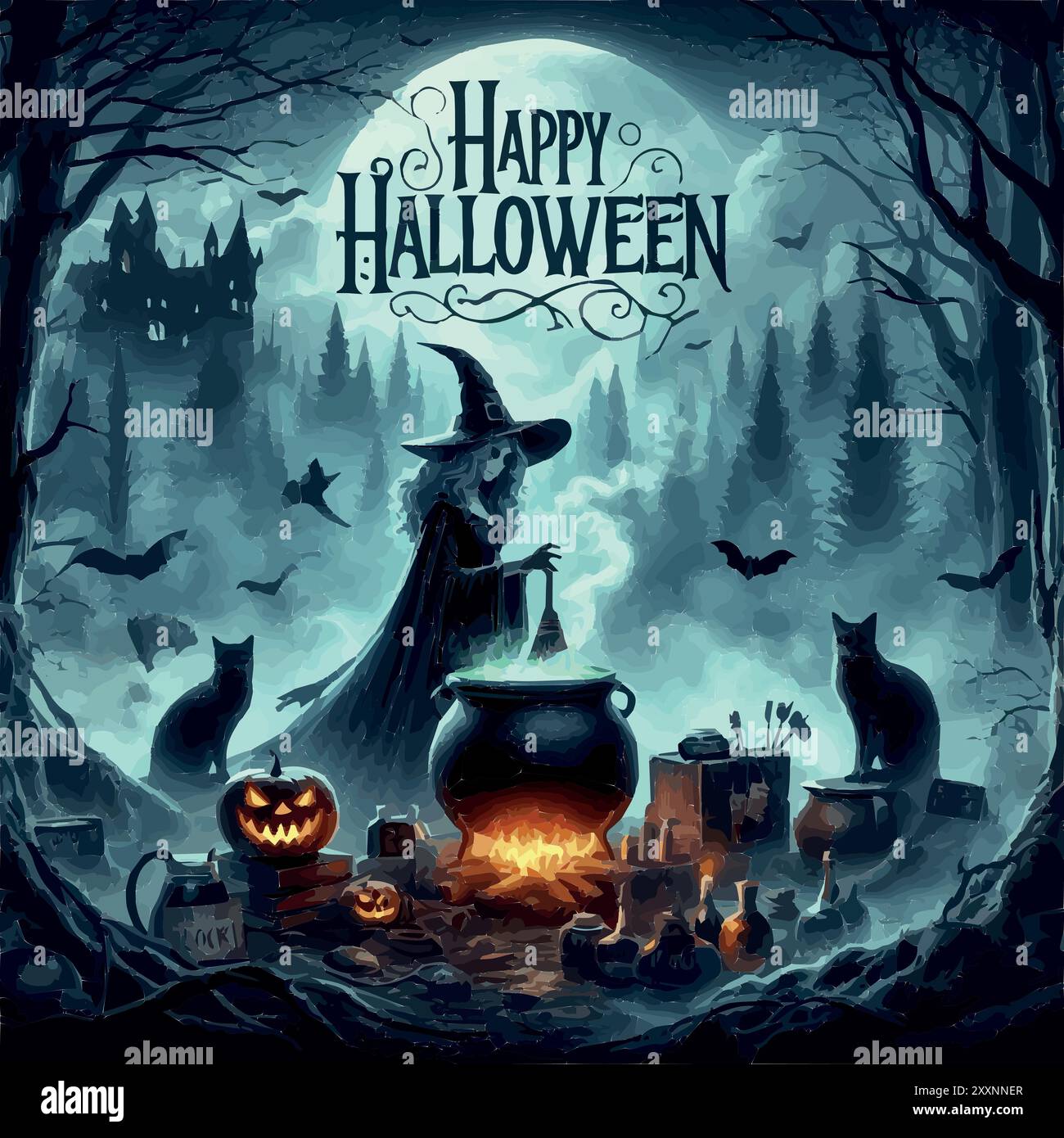 Halloween digital sticker Stock Vector Images - Alamy