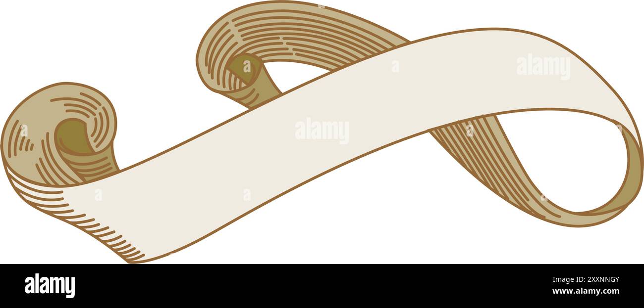 Blank vintage announcement ribbons set with swirl decoration isolated ...