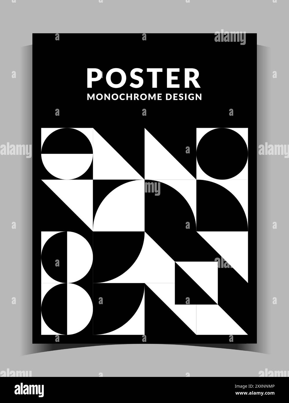 Abstract poster. Bauhaus monochrome design. Geometric shapes. Flat ...