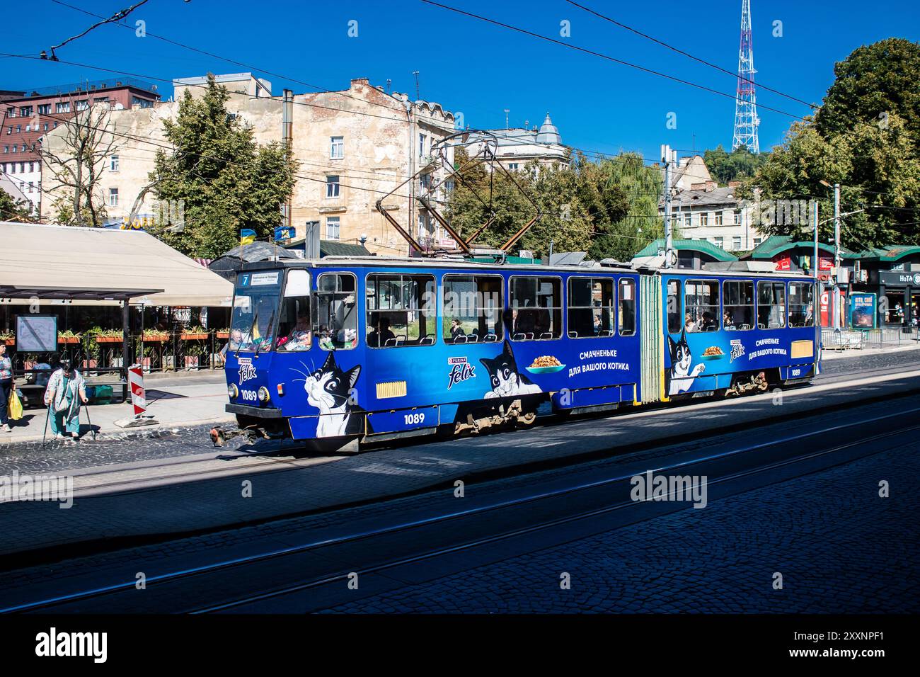 Lviv, Ukraine, August 25, 2024 Lviv tram continues to operate while the ...