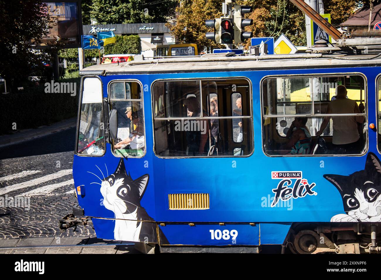 Lviv, Ukraine, August 25, 2024 Lviv tram continues to operate while the ...