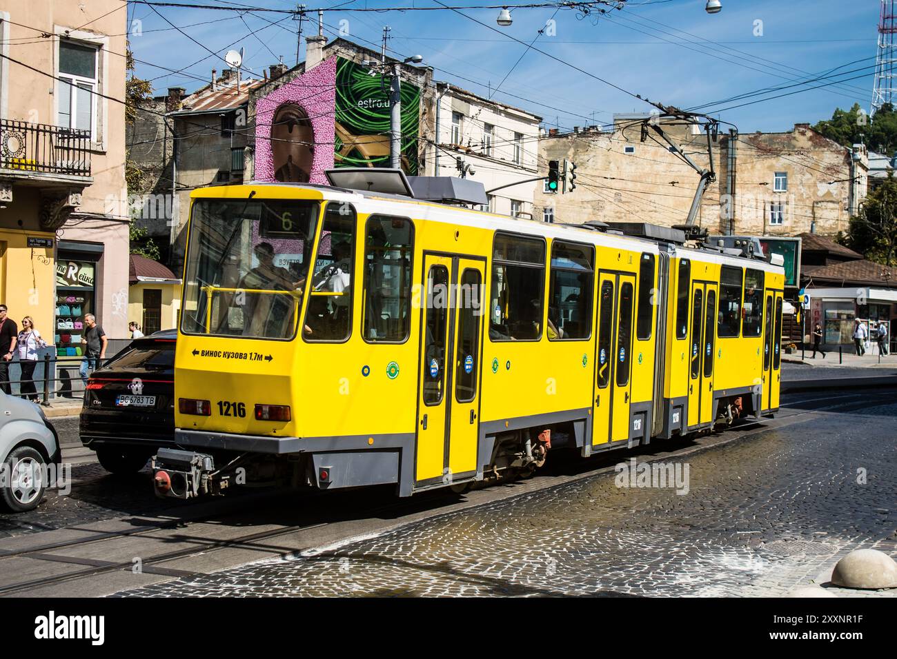 Lviv, Ukraine, August 25, 2024 Lviv tram continues to operate while the ...