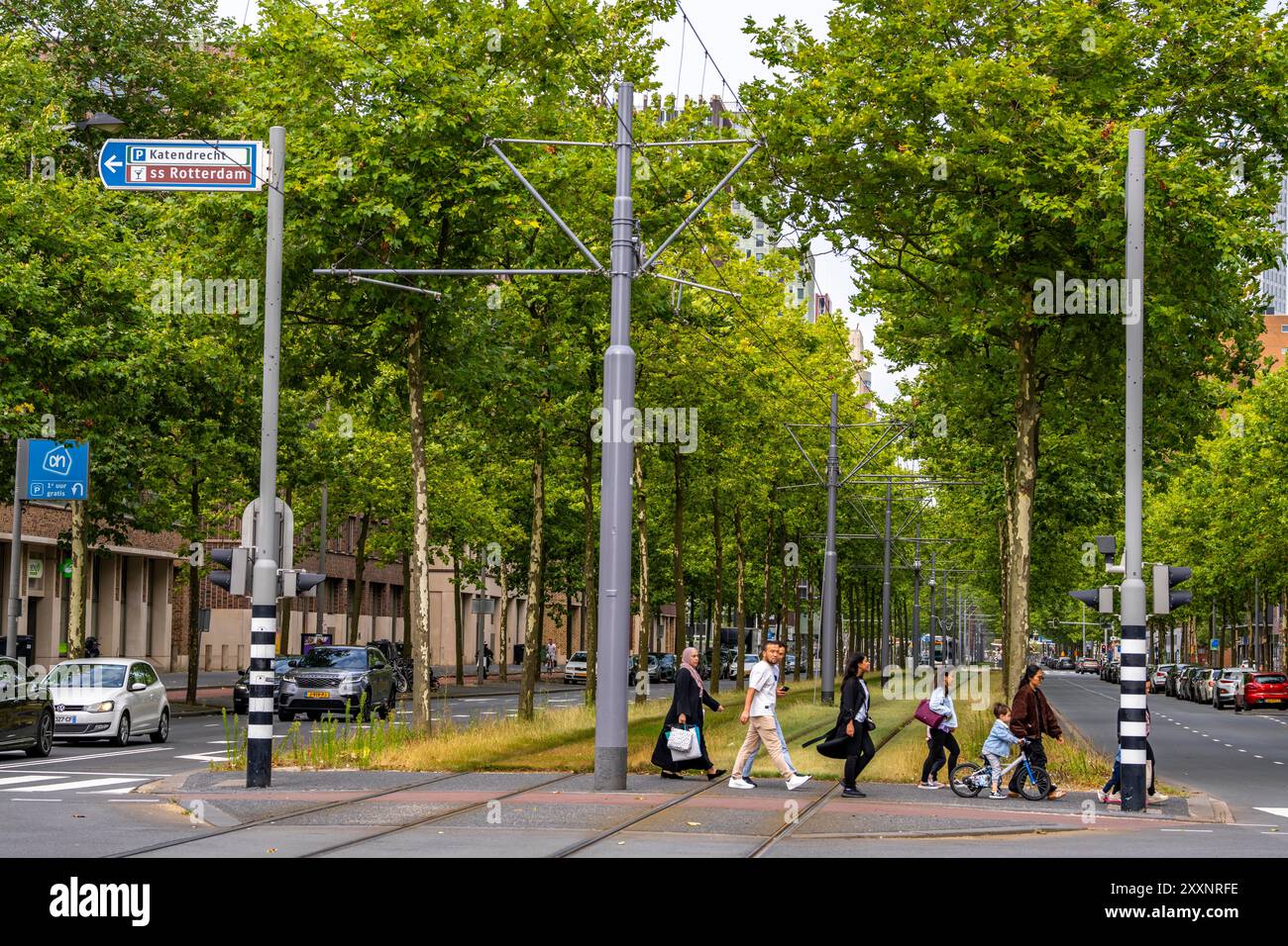 Urban greening, inner-city street Laan op Zuid, in the Rotterdam ...