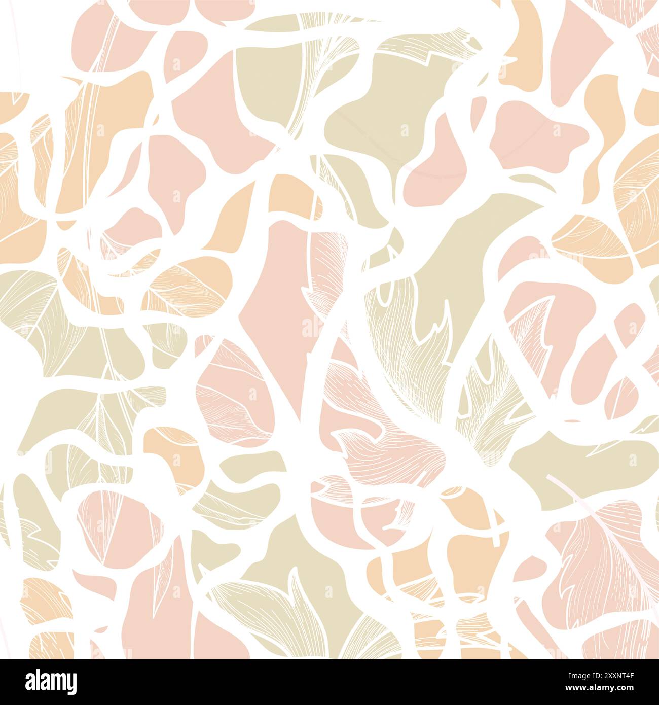 Floral leaves autumnal seamless pattern. Flowing organic shape foliage ...
