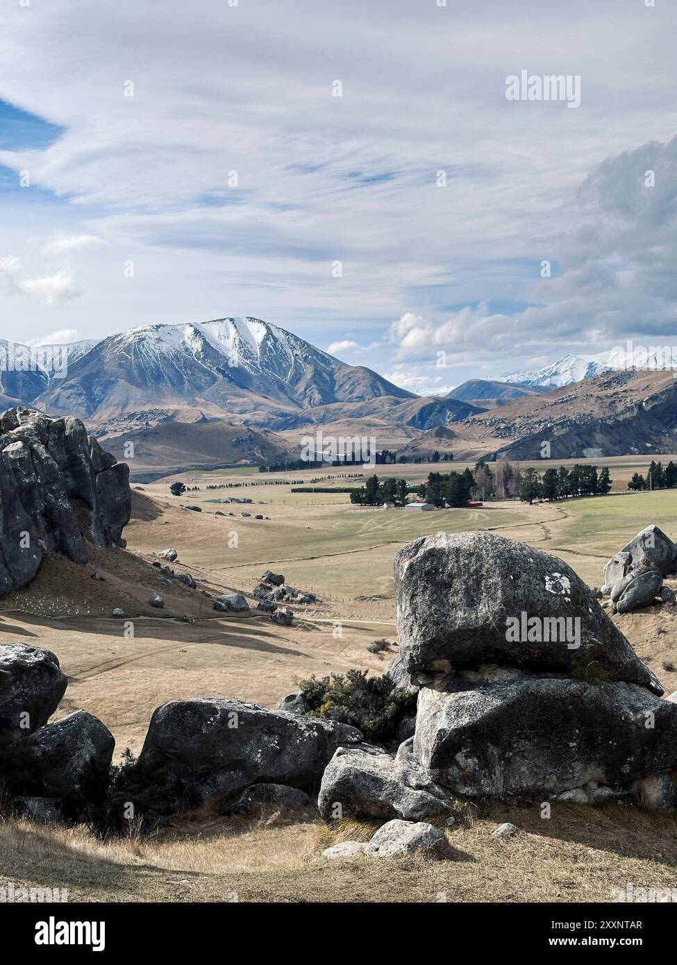 Large natural stones in Castle Hill Nature Park, New Zealand. Tourist ...