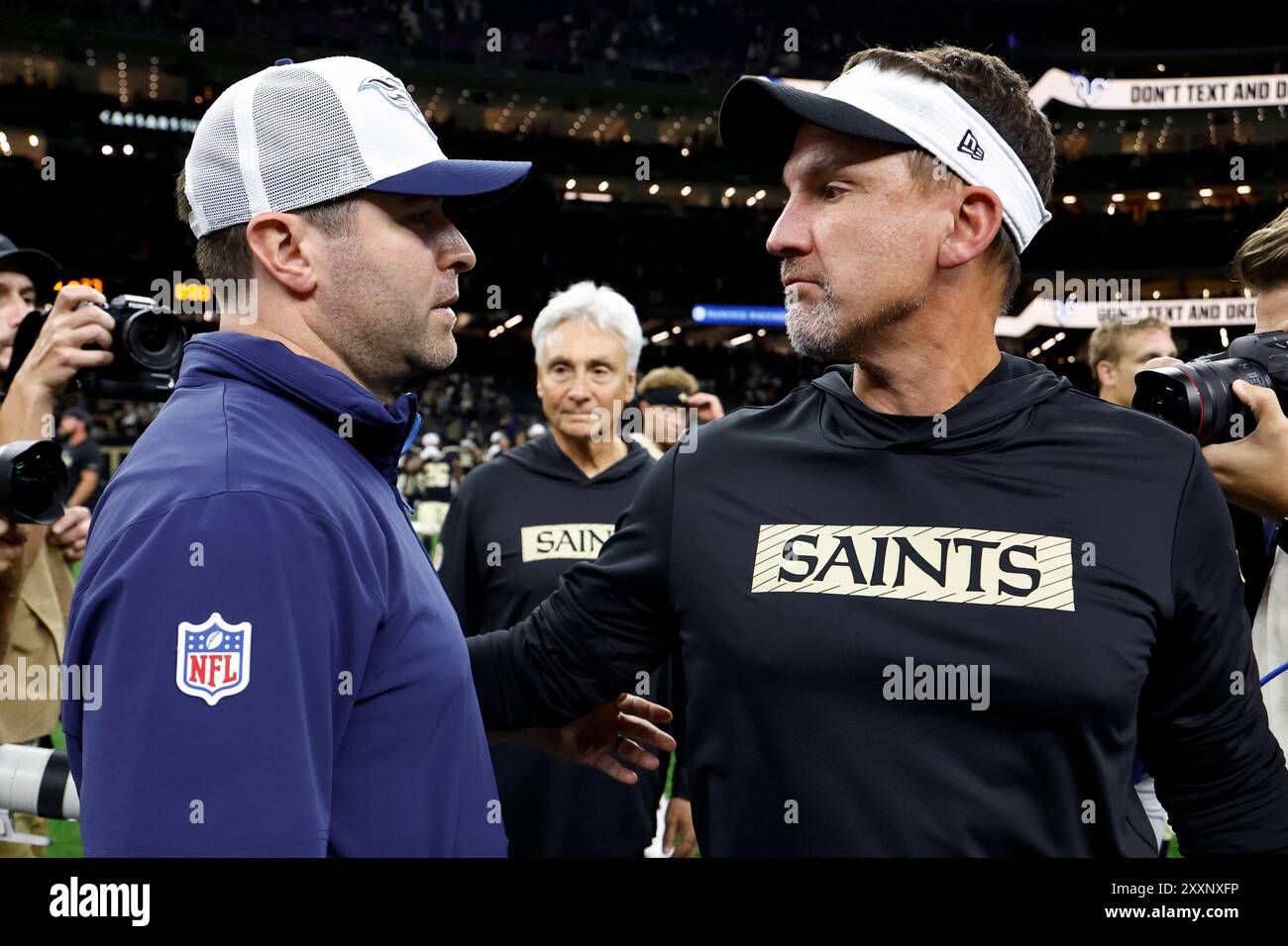 New Orleans Saints head coach Dennis Allen and Tennessee Titans head ...