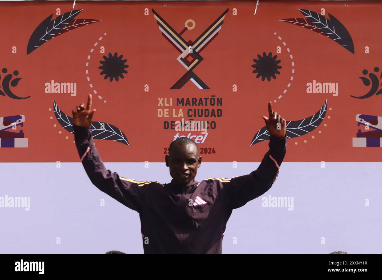 Edwin Kiprop Kiptoo of Kenya posing with his medal after win the men’s first place of the XLI ...