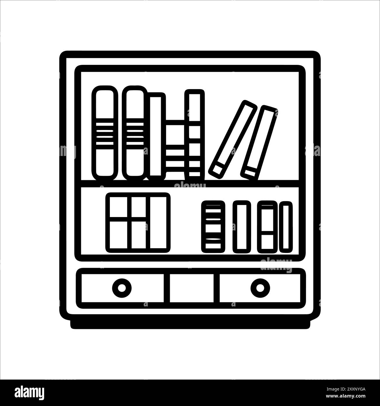 Bookcase icon or modern line symbol. Vector line art and icon design ...