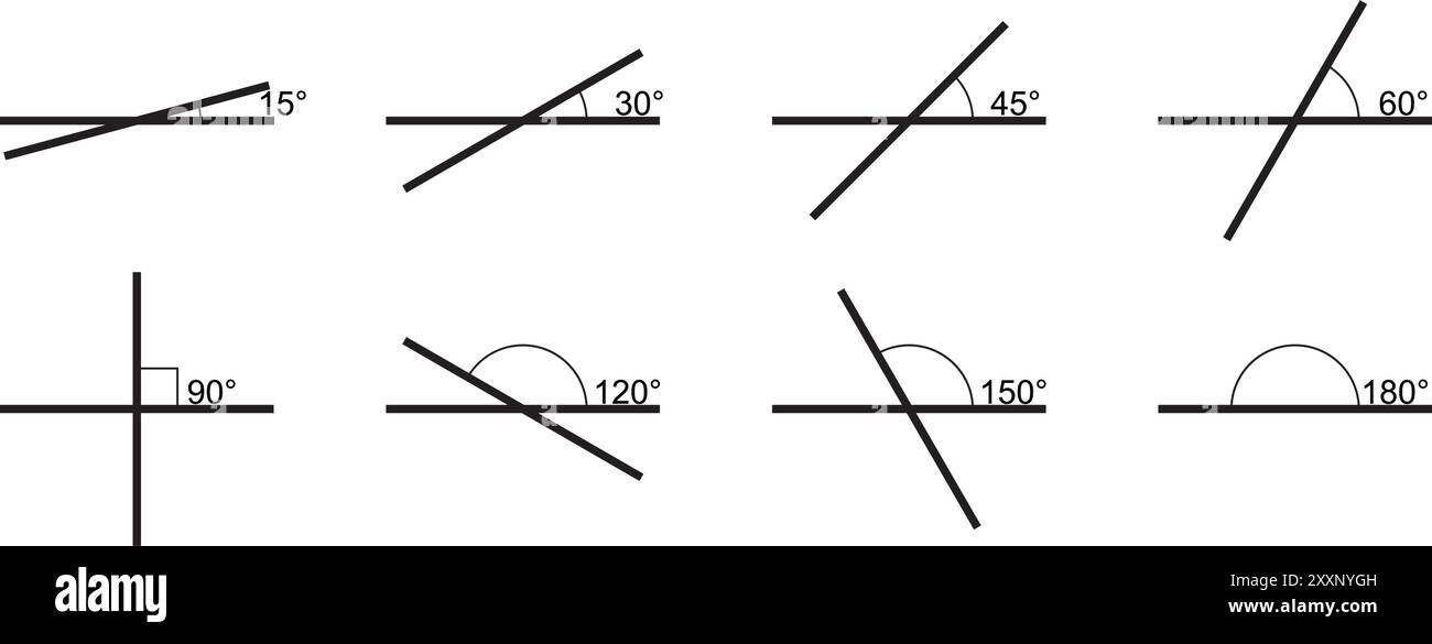Set of different angle degree icons. Collection of protractor values ...