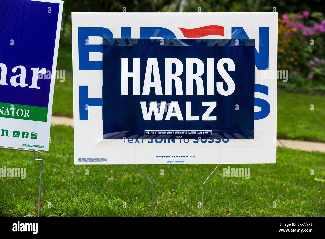 A homemade 2024 US presidential election yard sign for democratic Vice ...