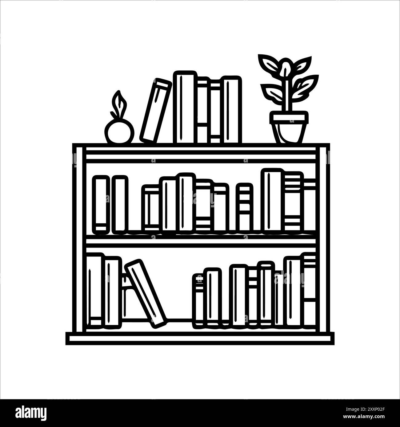 Bookcase icon or modern line symbol. Vector line art and icon design ...