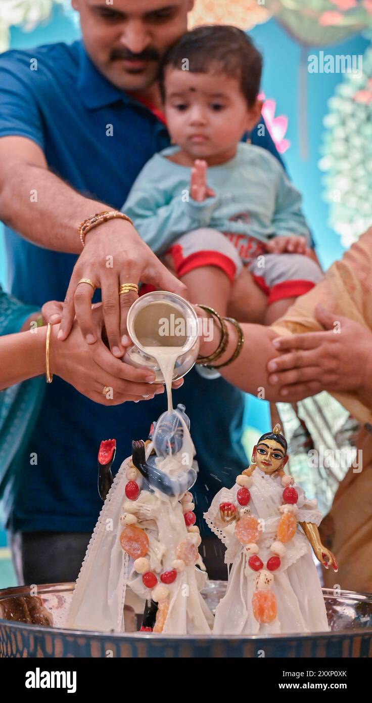 MUMBAI, INDIA - AUGUST 25: On eve of Janmashtami , devotees ...