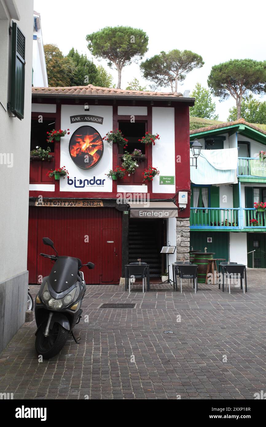 Bar Grill in Santiago Kalea (street) in the Basque town Hondarrabia ...