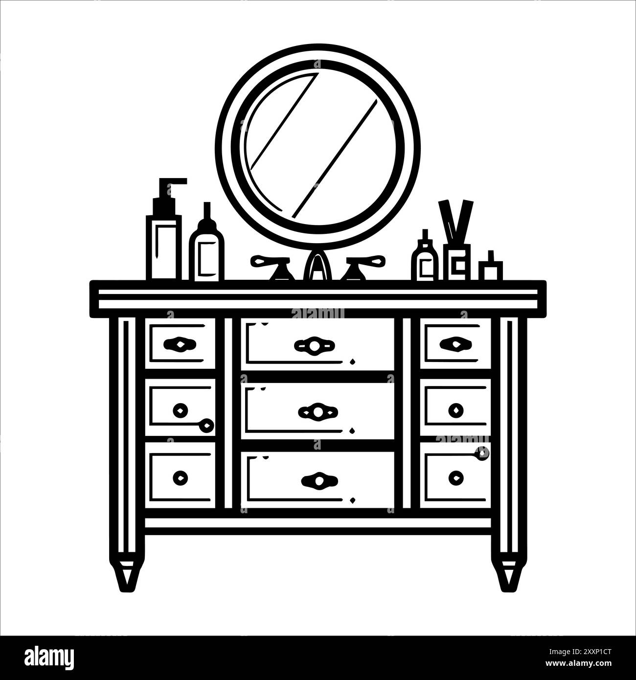 Dressing Table icon or modern line symbol. Vector line art and icon ...