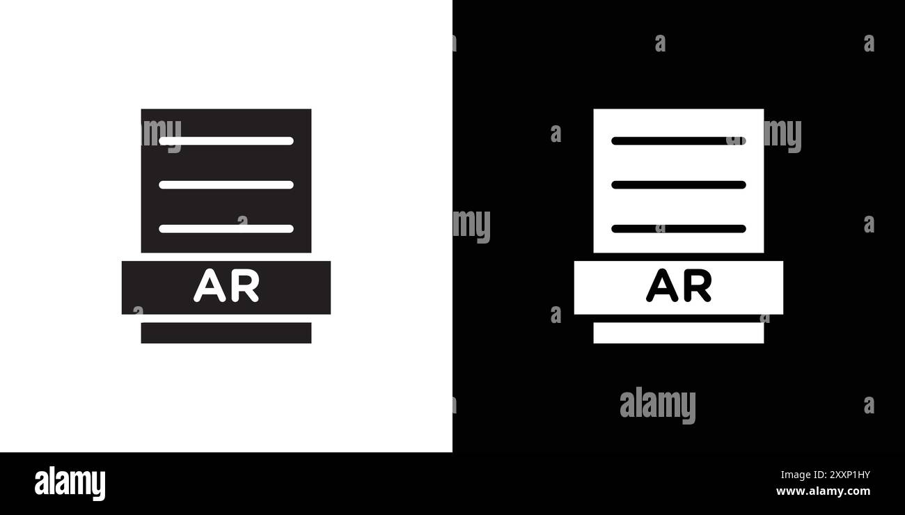 AR File Document Icon Black line art vector in black and white outline ...