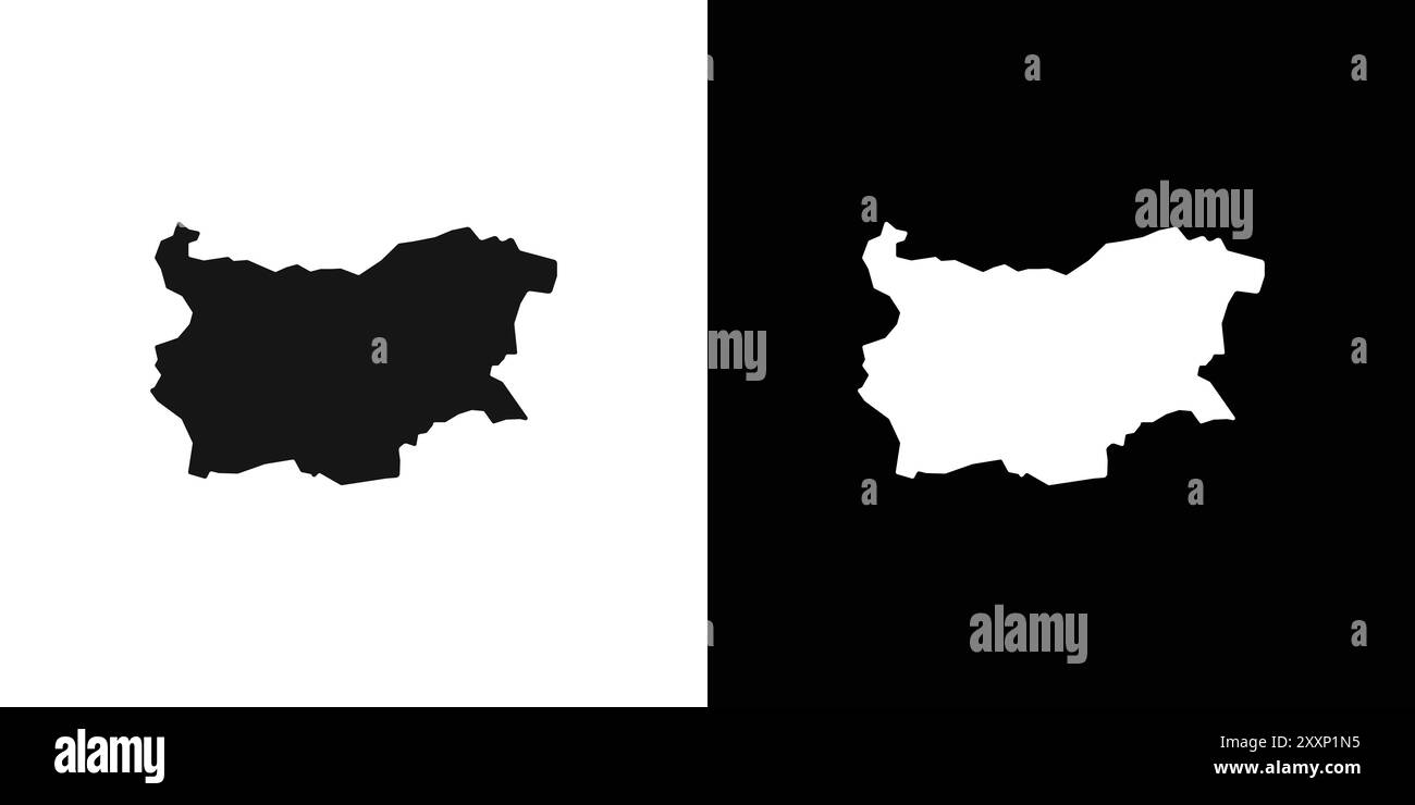 Bulgaria map icon Black line art vector in black and white outline set ...
