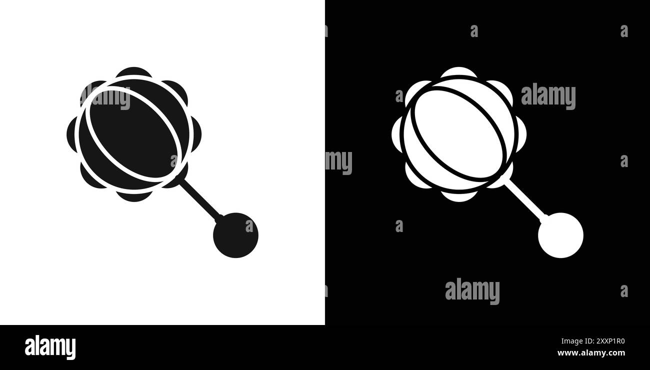 Baby rattle icon Black line art vector in black and white outline set ...