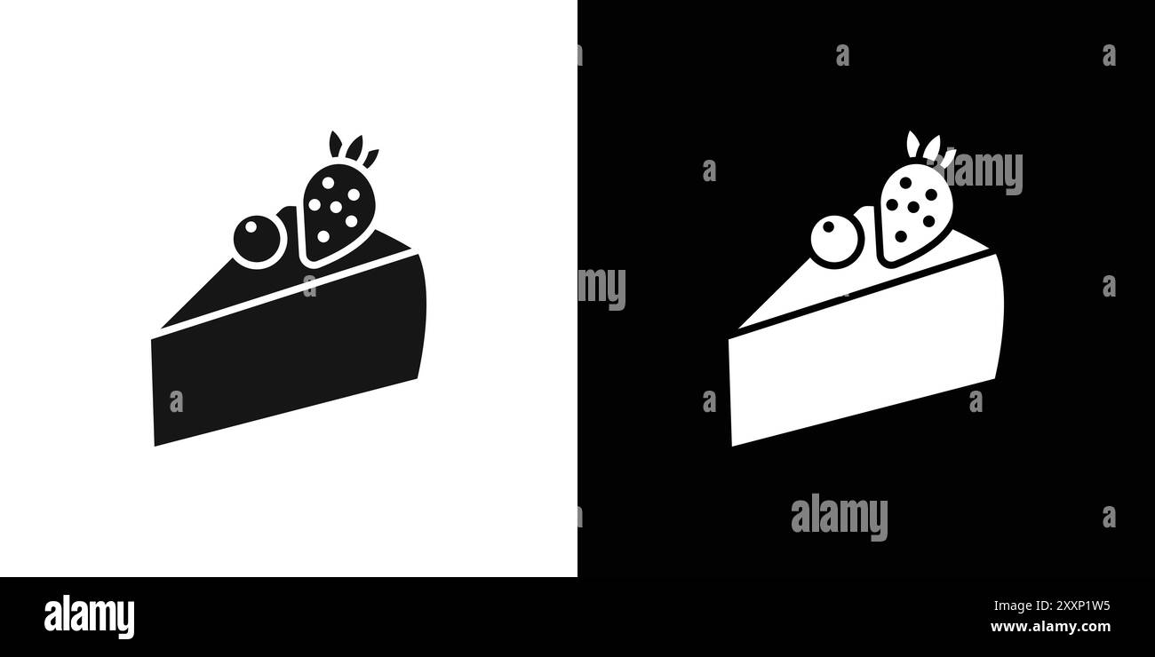Cheesecake icon Black line art vector in black and white outline set ...