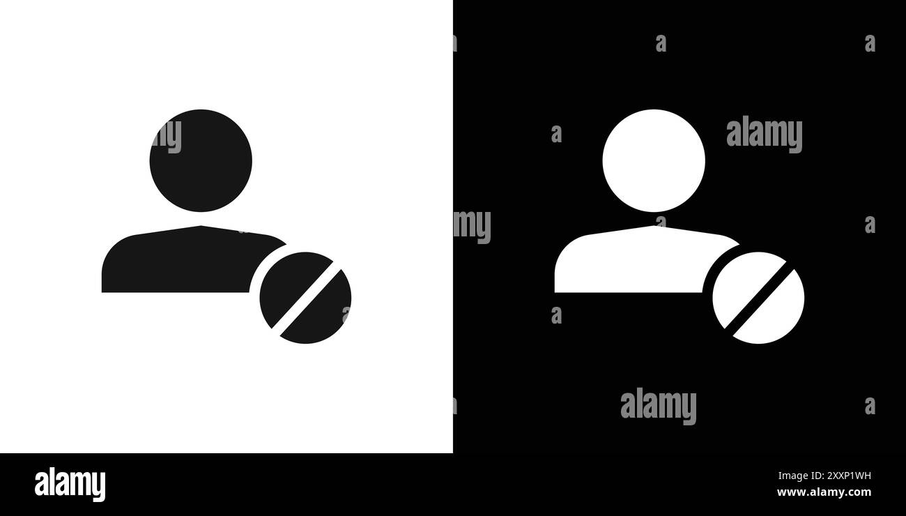 Block User Icon Black line art vector in black and white outline set ...
