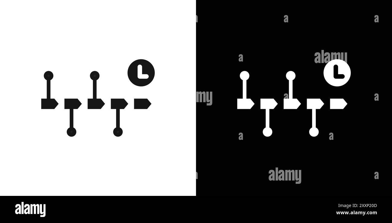 Chronology icon Black line art vector in black and white outline set collection sign Stock ...