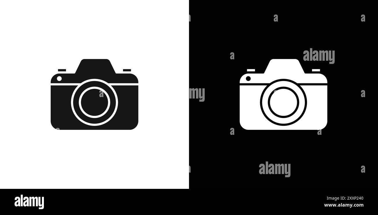 Camera icon Black line art vector in black and white outline set ...