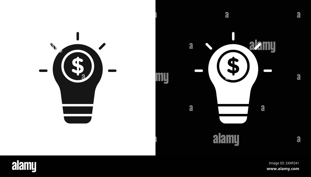 Business idea icon Black line art vector in black and white outline set ...