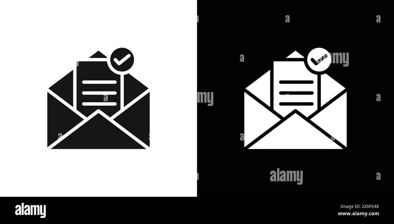 check message icon Black line art vector in black and white outline set ...