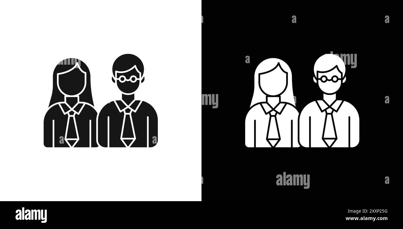 Company Staff Icon Black Line Art Vector In Black And White Outline Set