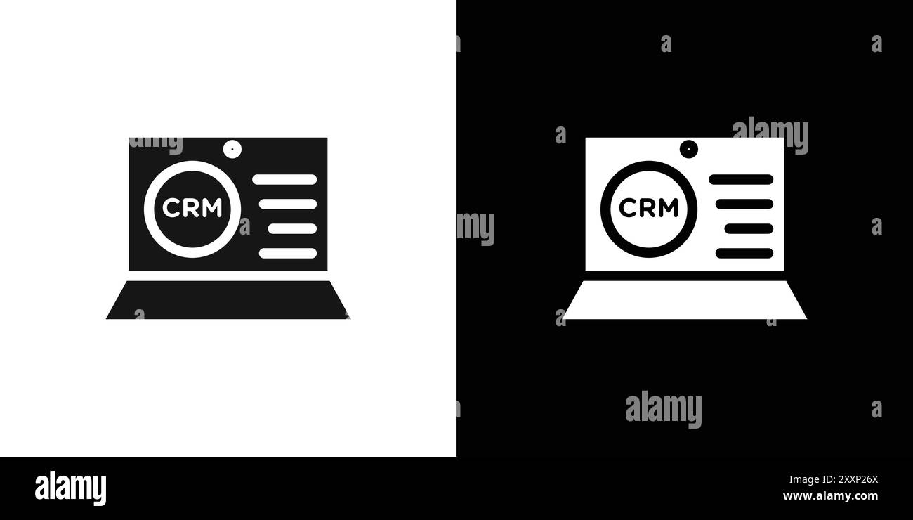 crm icon Black line art vector in black and white outline set ...