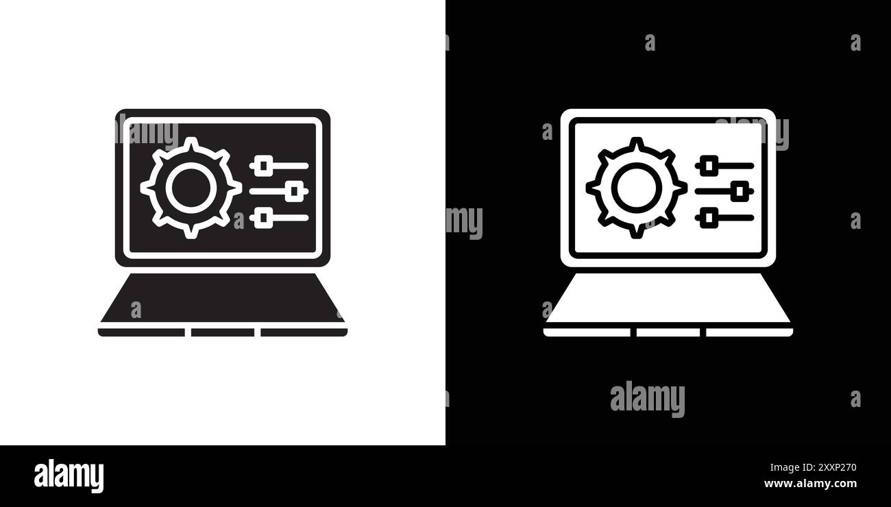 control panel icon Black line art vector in black and white outline set ...