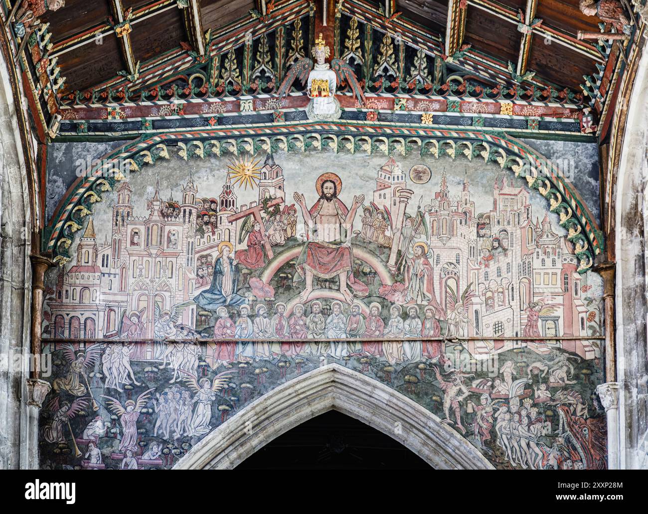 Ancient Doom Painting over the chancel arch and interior of St Thomas's ...