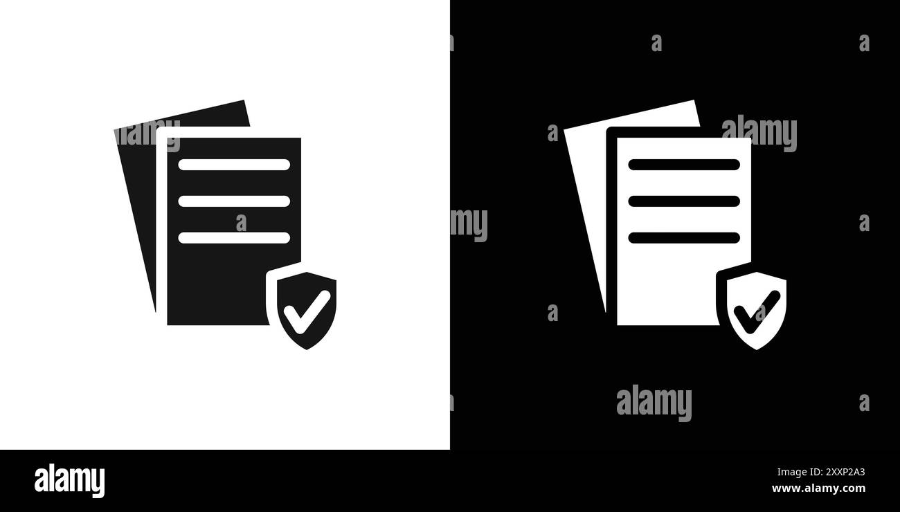 data protection icon Black line art vector in black and white outline ...