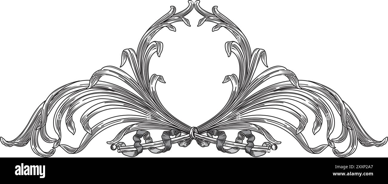 Vintage floral classic calligraphic retro vignette scroll Crests ...