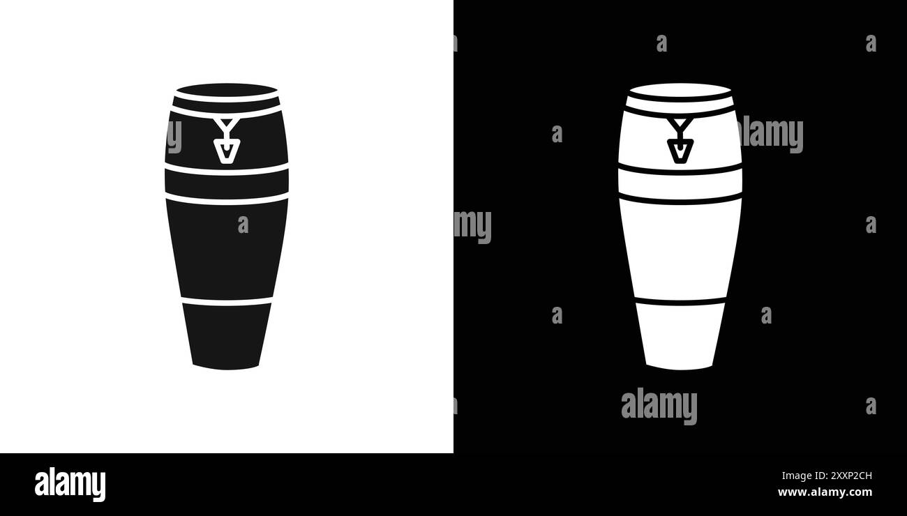 Conga drum icon Black line art vector in black and white outline set ...